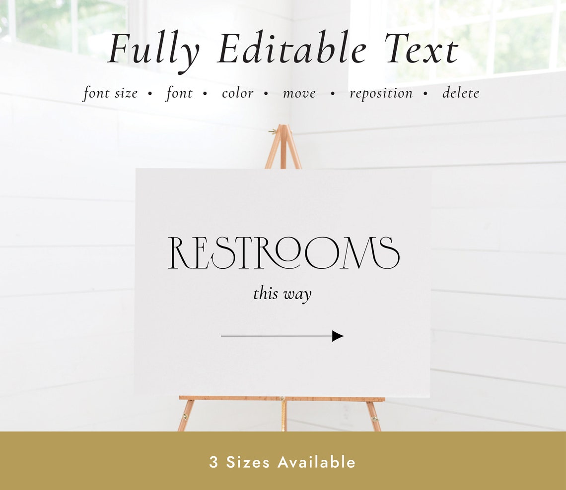 Restrooms This Way Sign Wedding Restrooms Printable Luxury - Etsy