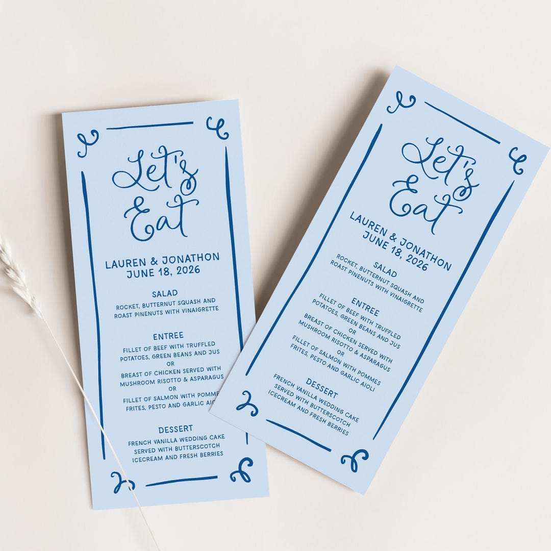 Hand Drawn Wedding Menu, Curly Scribble Frame Template, Wavy Quirky ...