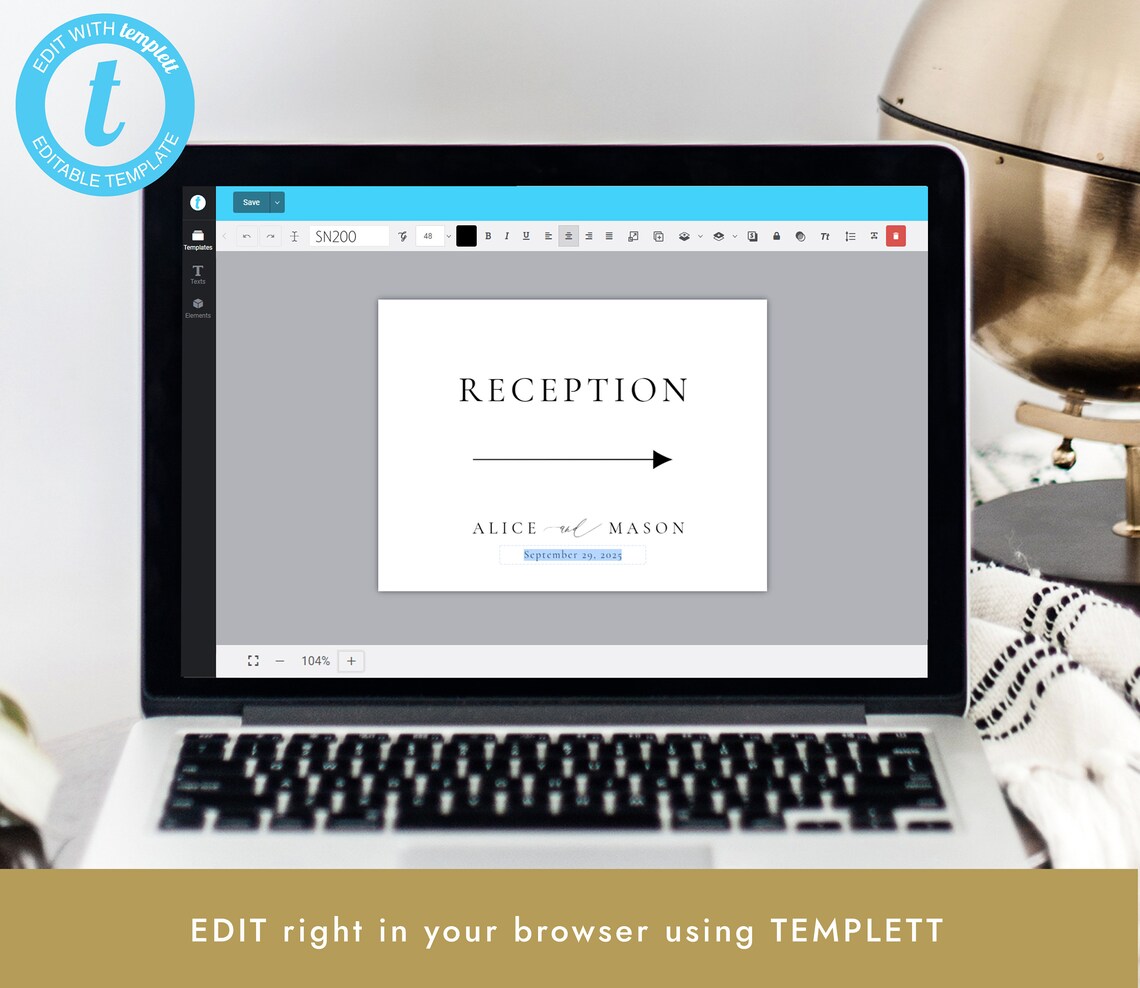 Reception This Way Sign, Wedding Reception Printable, Directions Sign ...