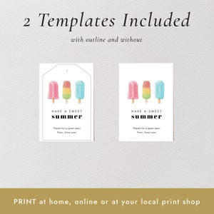 Have a Sweet Summer Gift Tags, End of School Favor Tag, Popsicle Favor ...