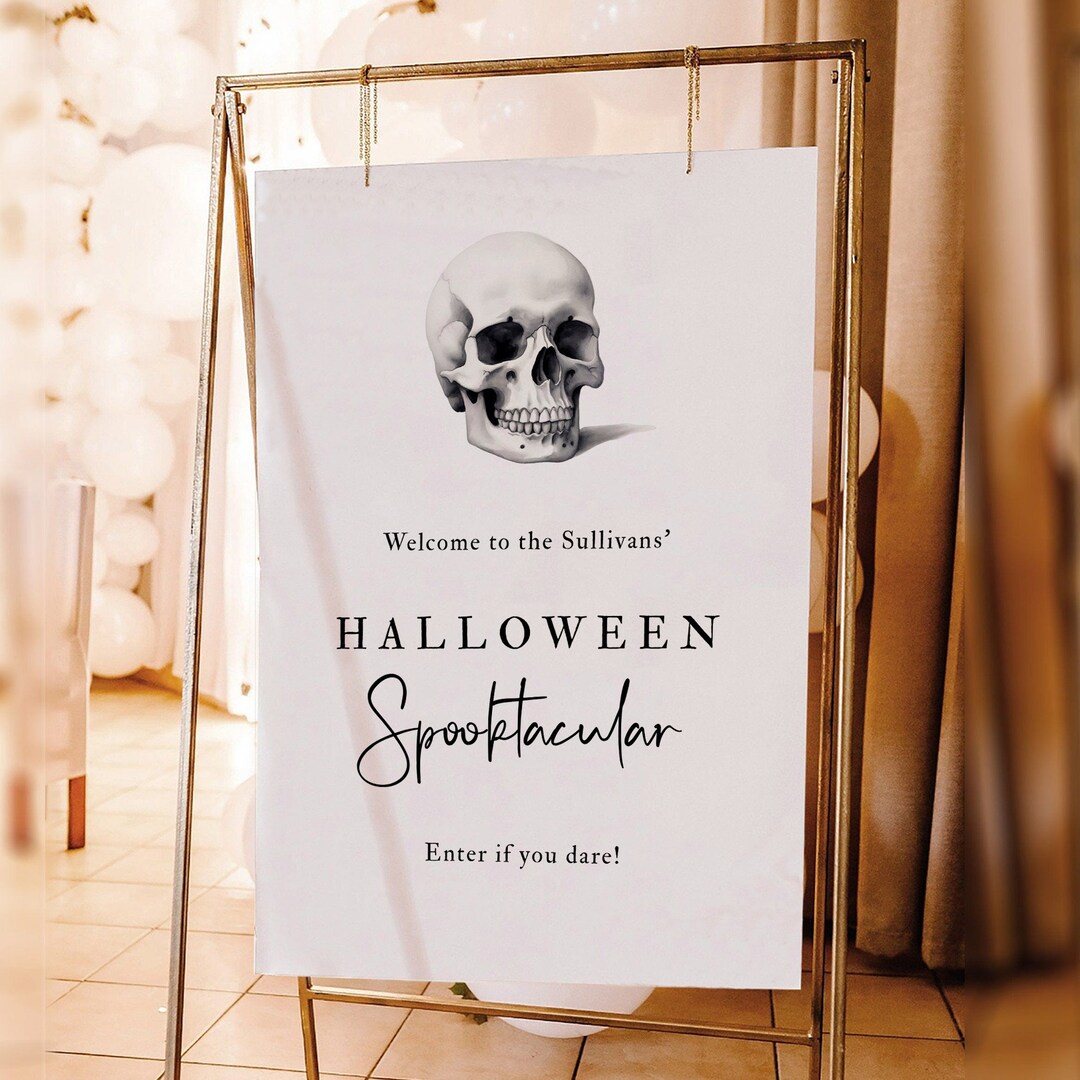 Halloween Welcome Sign, Scary Skull Party Welcome Sign, Spooktacular ...