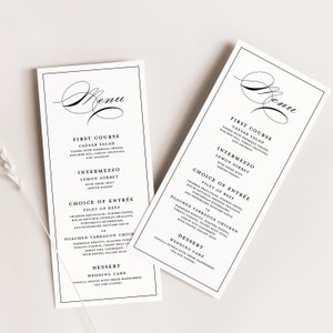 Manhatten Menu Template, Elegant Serif Wedding Menu, Classic Simple ...