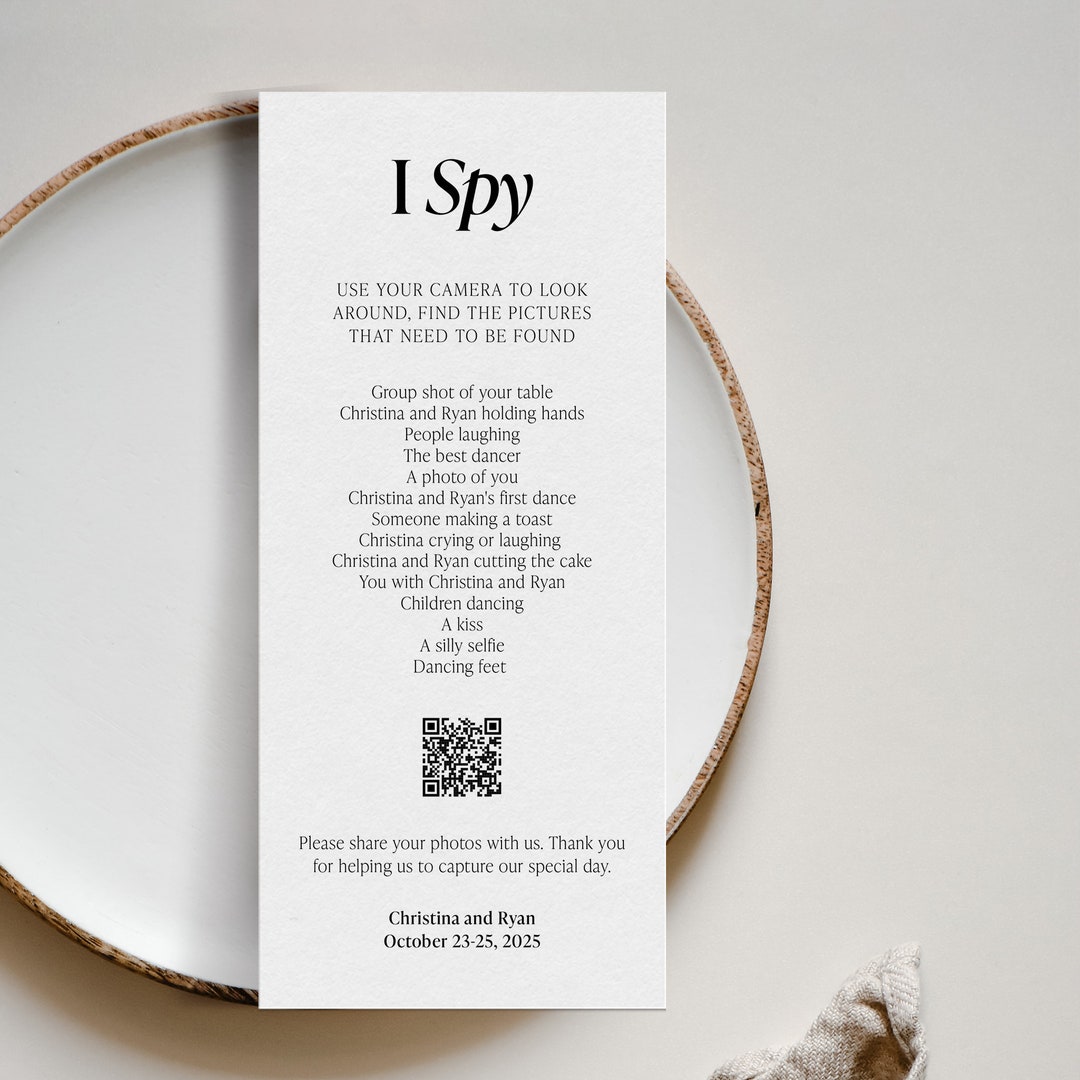 I Spy-i Spy Wedding Game-hashtag Game-i Spy Hashtag-ultra Minimalist ...