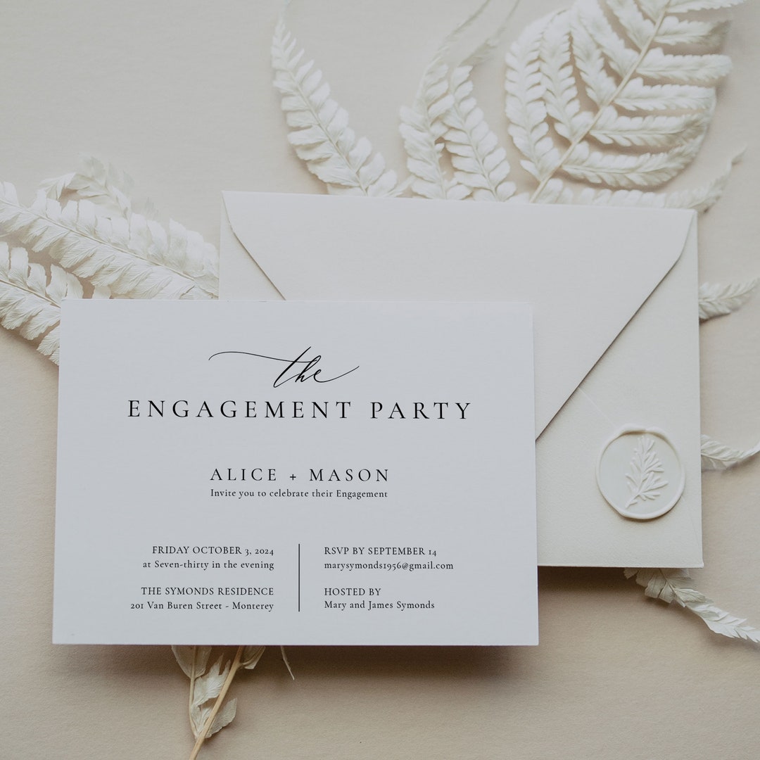 Engagement Invitation, Classic Minimalist Engagement Announcement ...