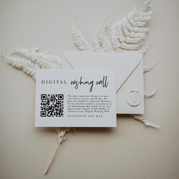 Modern Script Digital Wishing Well Card QR Code for Cash - Etsy