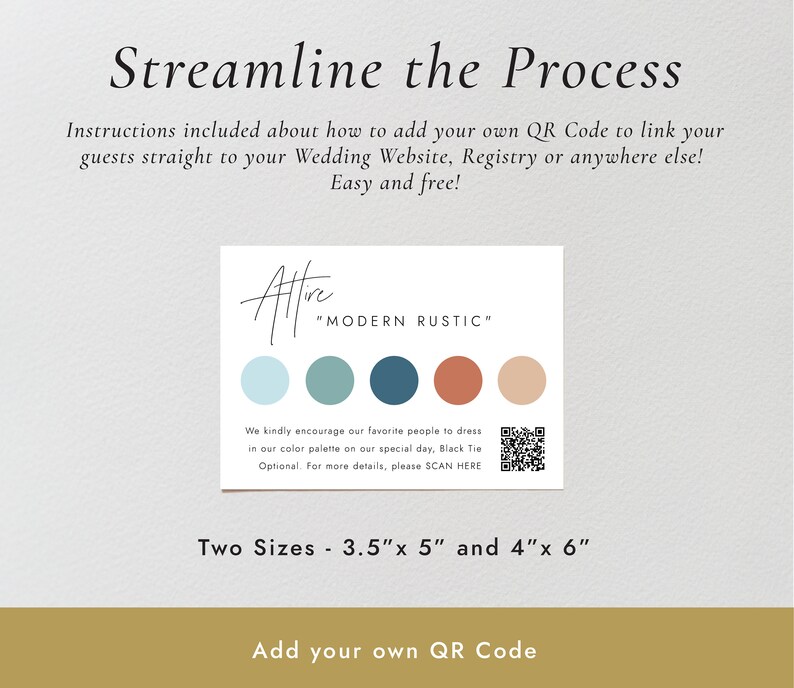 Minimalist Wedding Attire Card QR Code Attire Insert Dress - Etsy