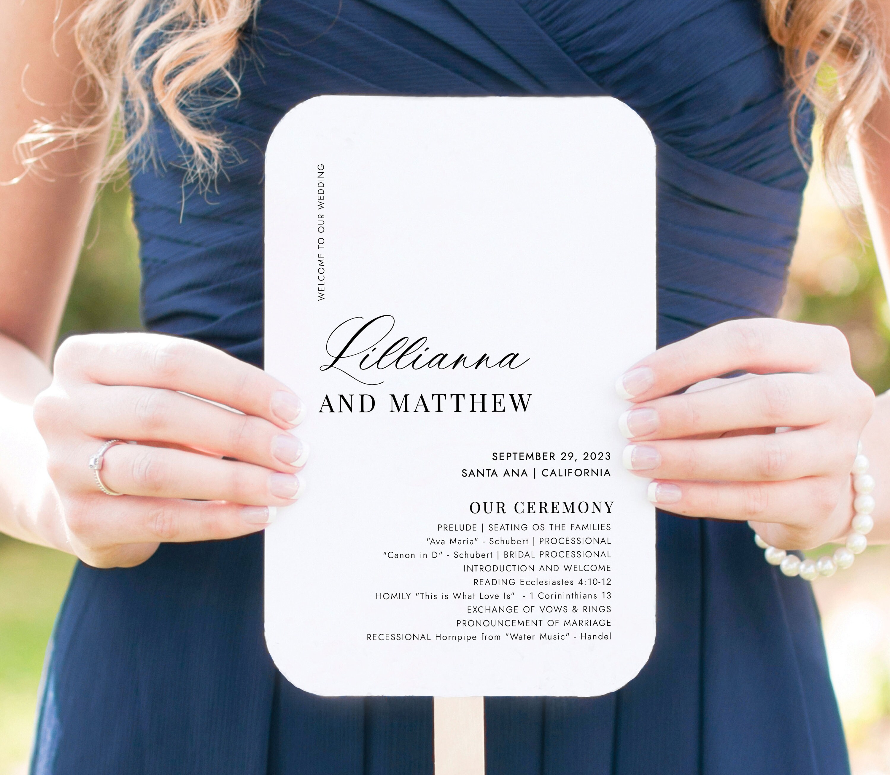 Fan Program Printable Elegant Script Ceremony Fan | Etsy