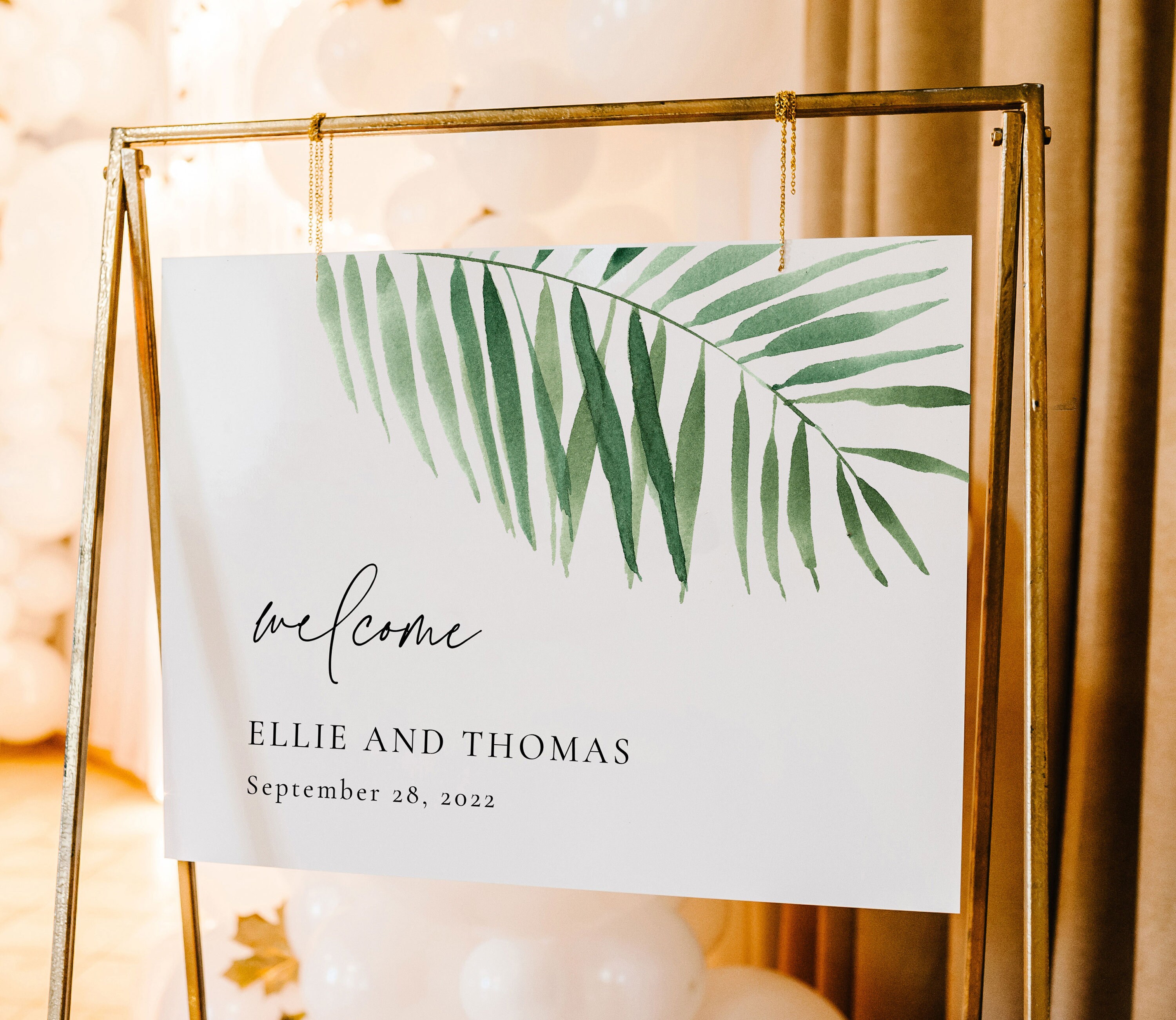 Minimalist Tropical Wedding Welcome Sign Palm Leaves Welcome | Etsy