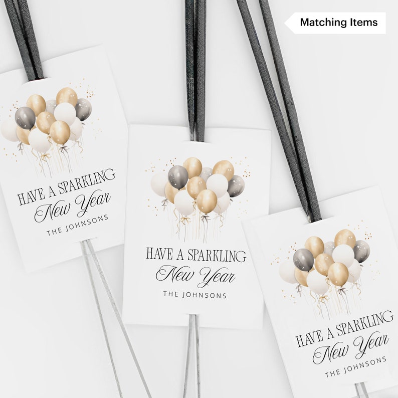 Gold Cheers to the New Year Gift Tag Template, Champagne Festive Hang ...