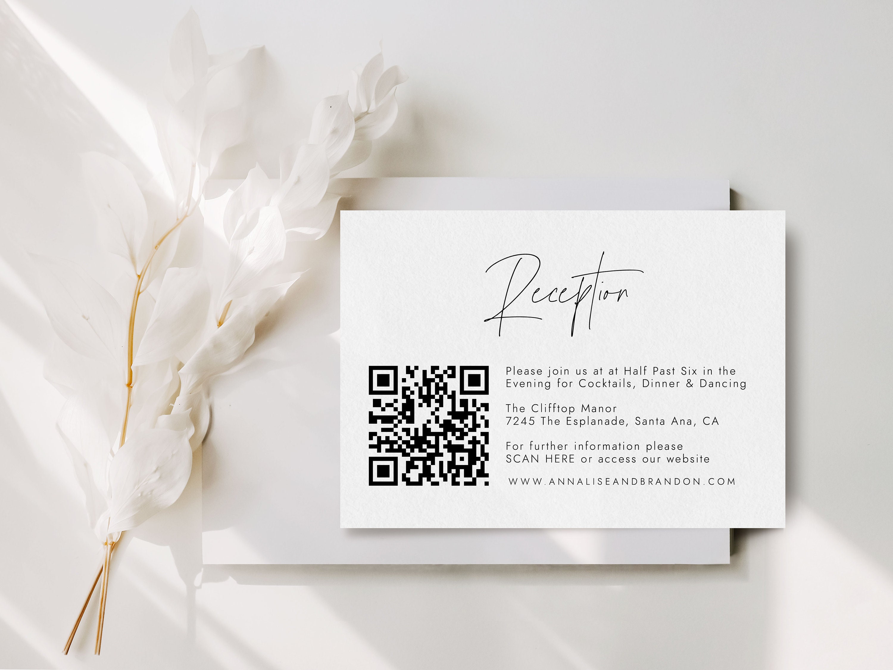 Minimalist Reception Insert With QR Code Reception Venue - Etsy
