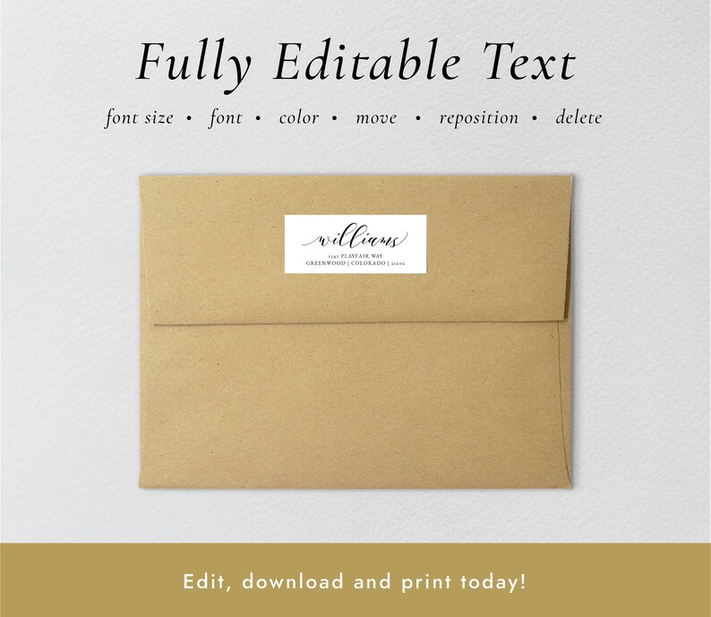 Return Address Label Template Wedding Envelope Labels | Etsy