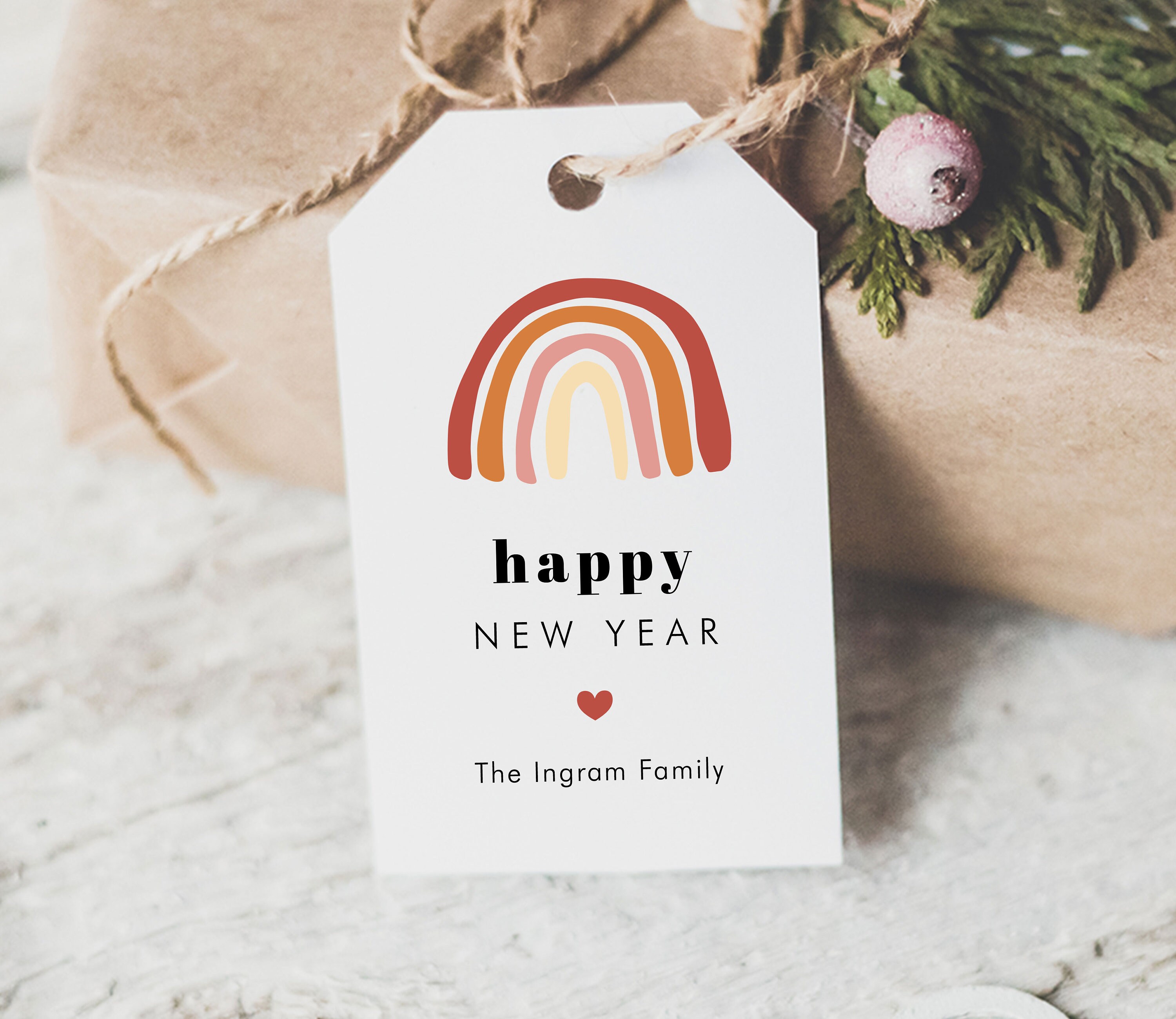 Rainbow Happy New Year Gift Tag Modern Happy New Year 2023 - Etsy