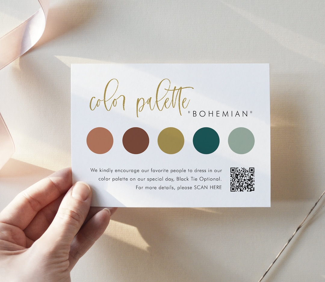 Gold QR Color Palette Card QR Code Attire Insert Dress Code - Etsy