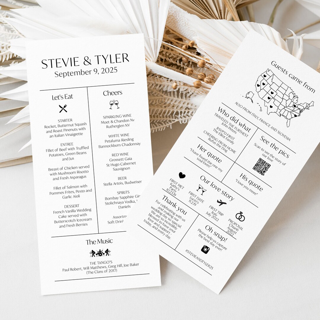 Chic Infographic Wedding Menu, Menu Information, Wedding Icons, Our ...