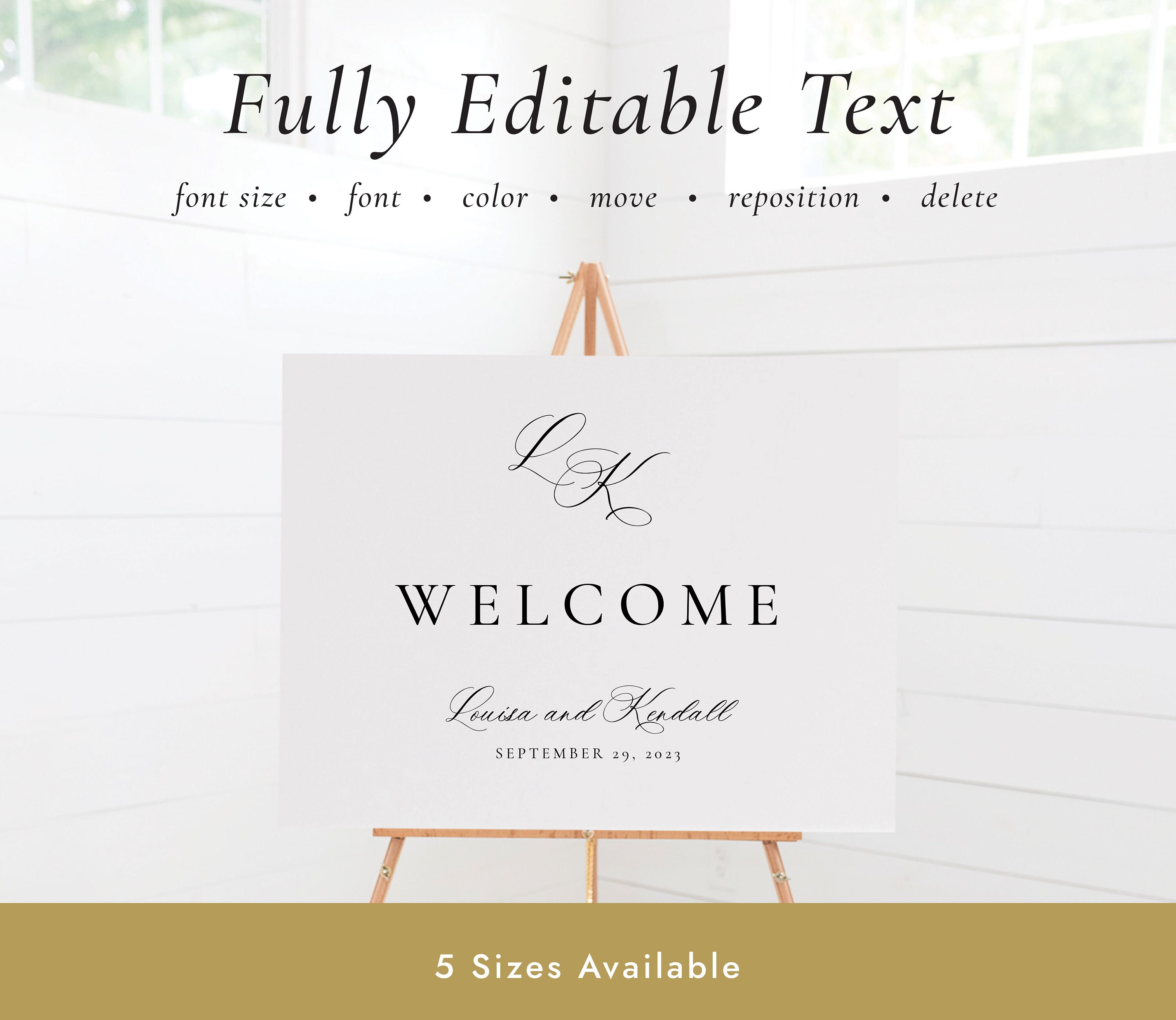 Calligraphy Monogram Welcome Sign Welcome to Our Wedding | Etsy