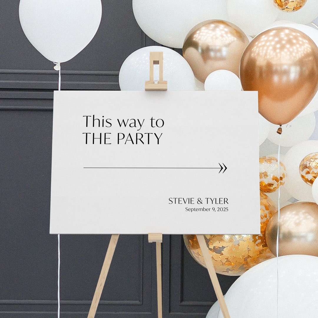 This Way to the Party Sign, Minimalist Wedding Reception Printable ...