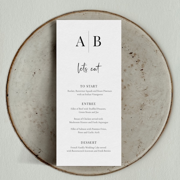 Monogram Menu - Etsy