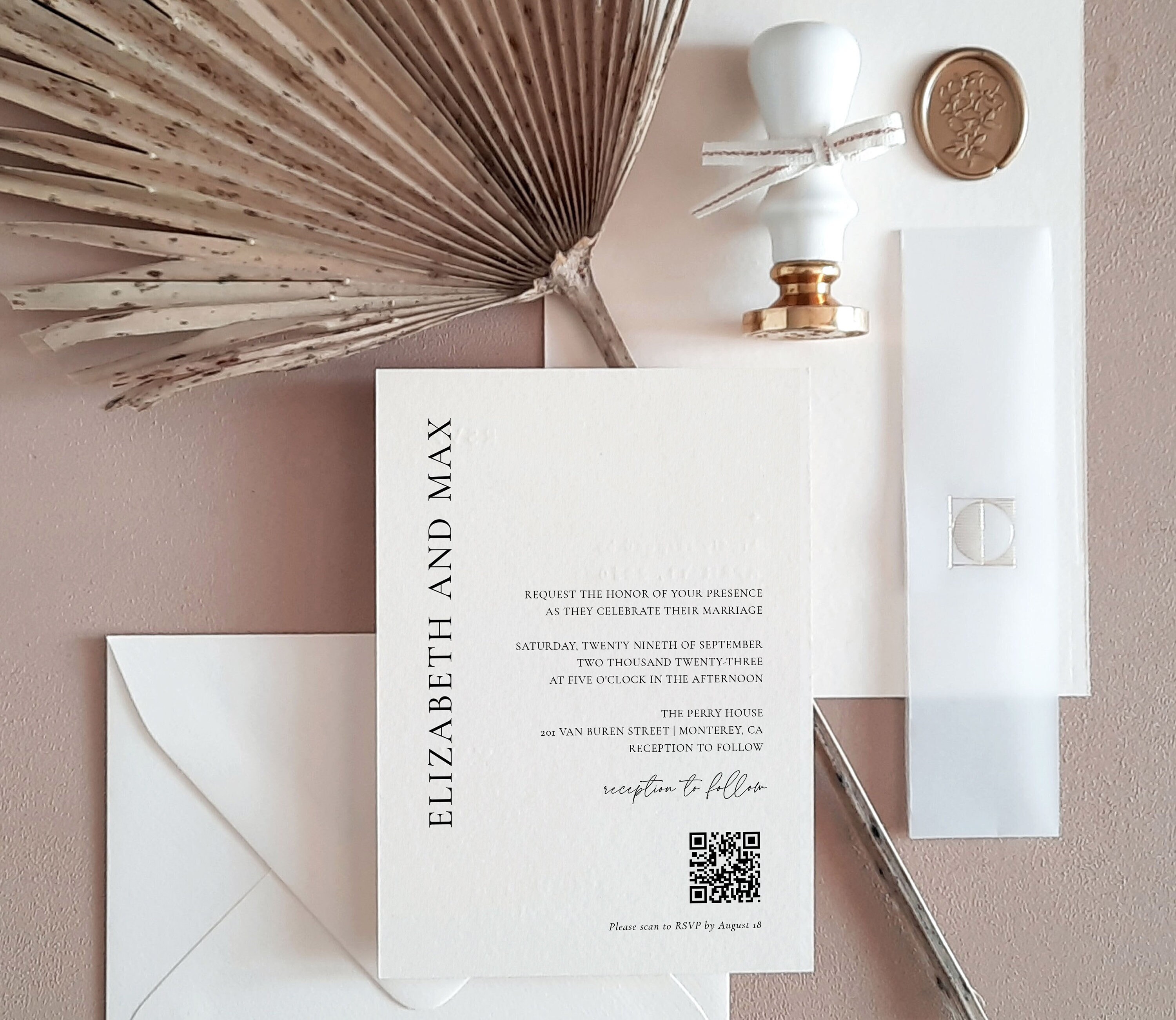 Modern QR Code Wedding Invitation Digital Rsvp Bold Luxe | Etsy