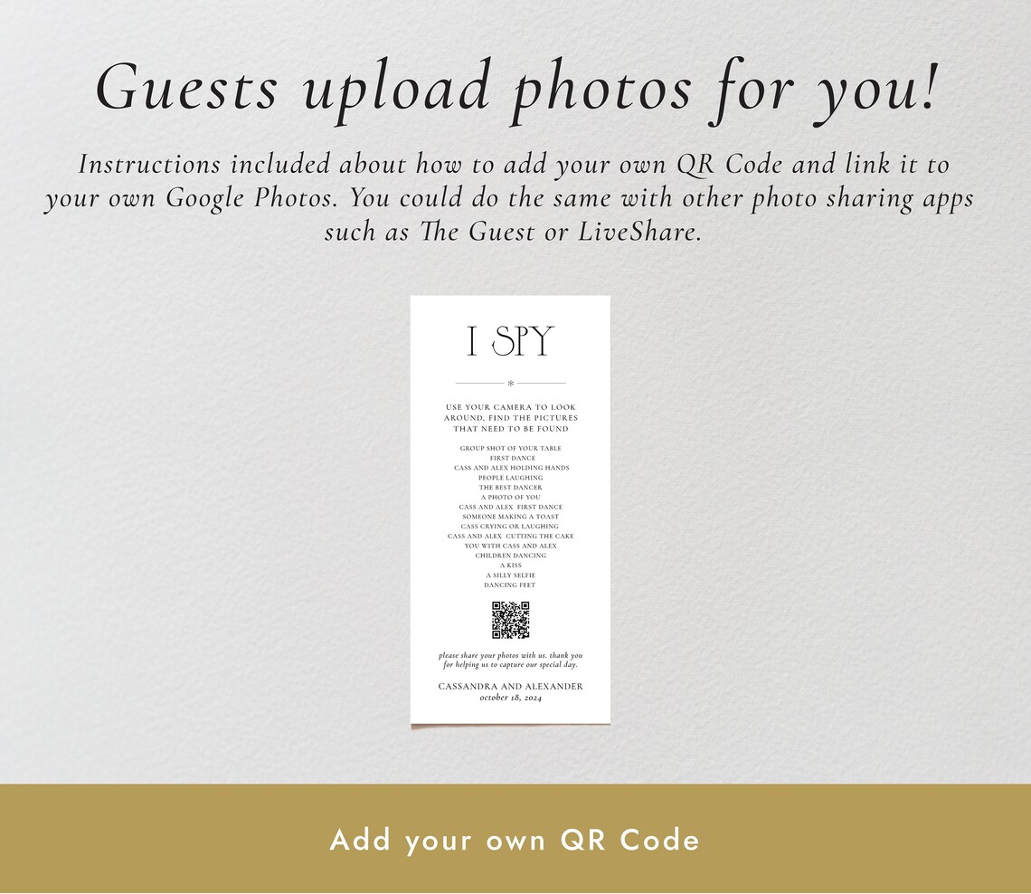 Luxury Vintage I Spy With QR Code Guest Photo Sharing - Etsy