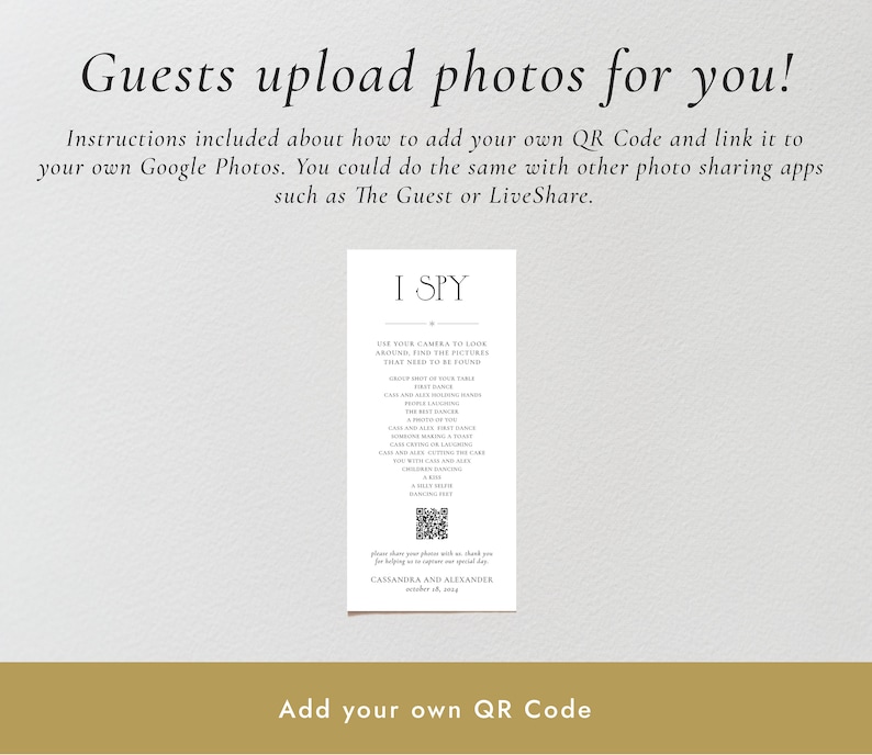 Luxury Vintage I Spy With QR Code Guest Photo Sharing - Etsy