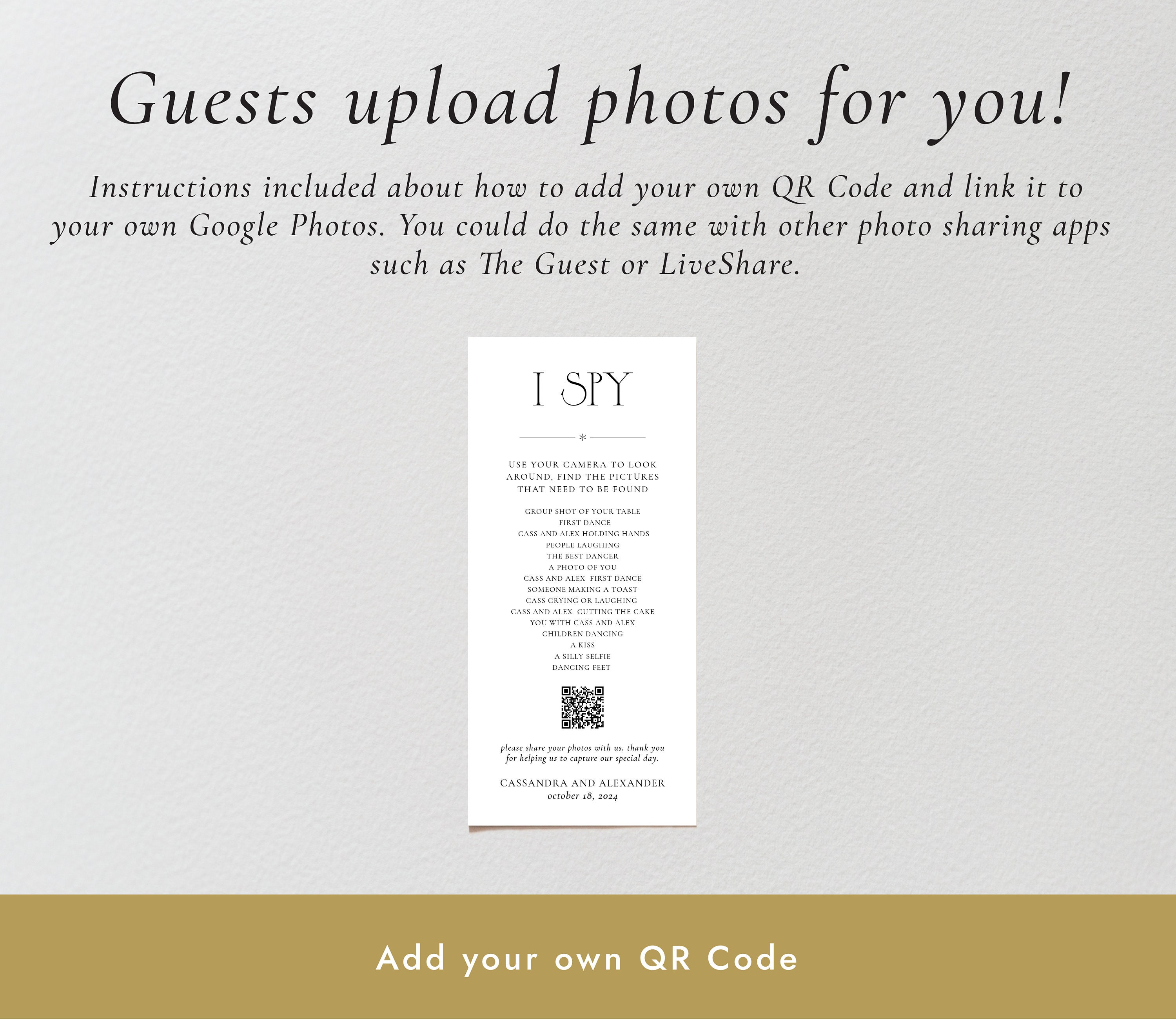 Luxury Vintage I Spy With QR Code Guest Photo Sharing - Etsy Singapore