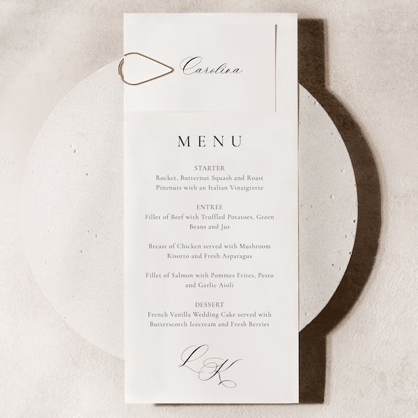 Wedding Menu Cards and Name Tag - Etsy