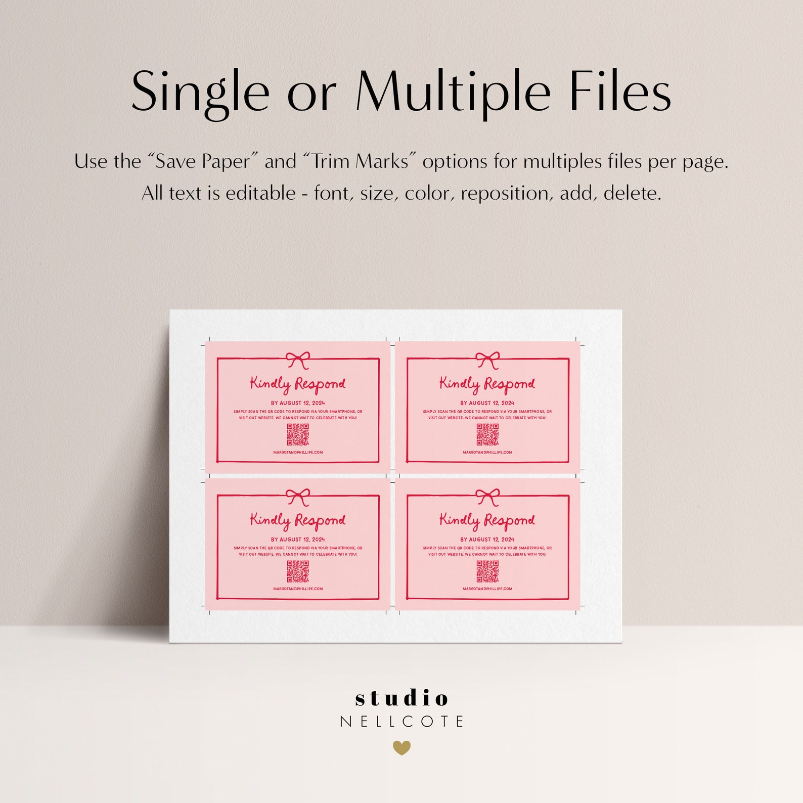 Wedding RSVP Digital Insert Card With QR Code, Links Guests Straight to ...