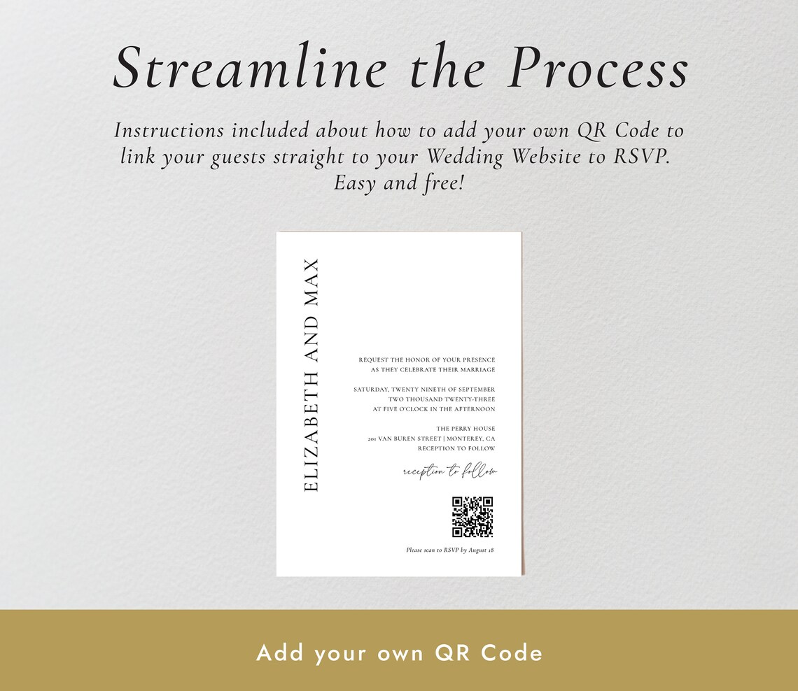 Modern QR Code Wedding Invitation Digital Rsvp Bold Luxe | Etsy