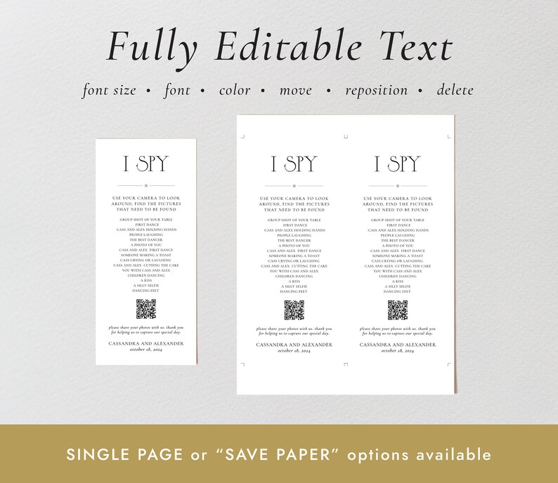 Luxury Vintage I Spy With QR Code Guest Photo Sharing - Etsy