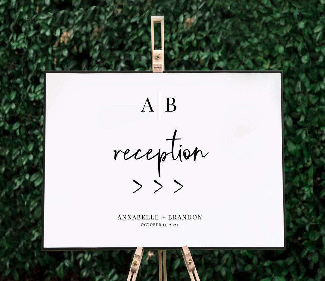 Reception This Way Sign, Monogram Wedding Reception Printable, Wedding ...