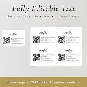 Modern Script Reception Party Insert With QR Code, Reception Venue Card ...