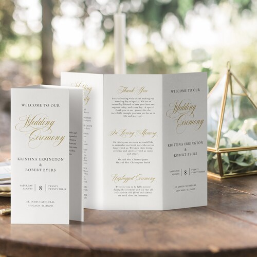 Tri-fold Wedding Program Template Trifold Program Catholic - Etsy