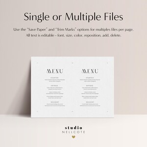 Romantic Minimalist 5 X 7 Menu Template, Elegant Wedding Menu, Simple ...