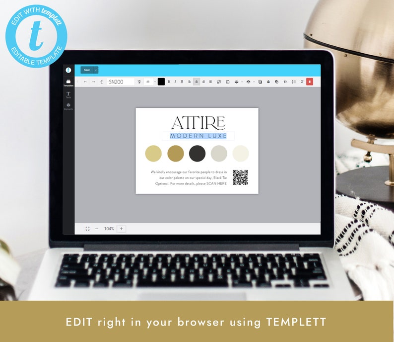 Modern Luxe Attire Card, QR Code Insert, Dress Code Indication ...