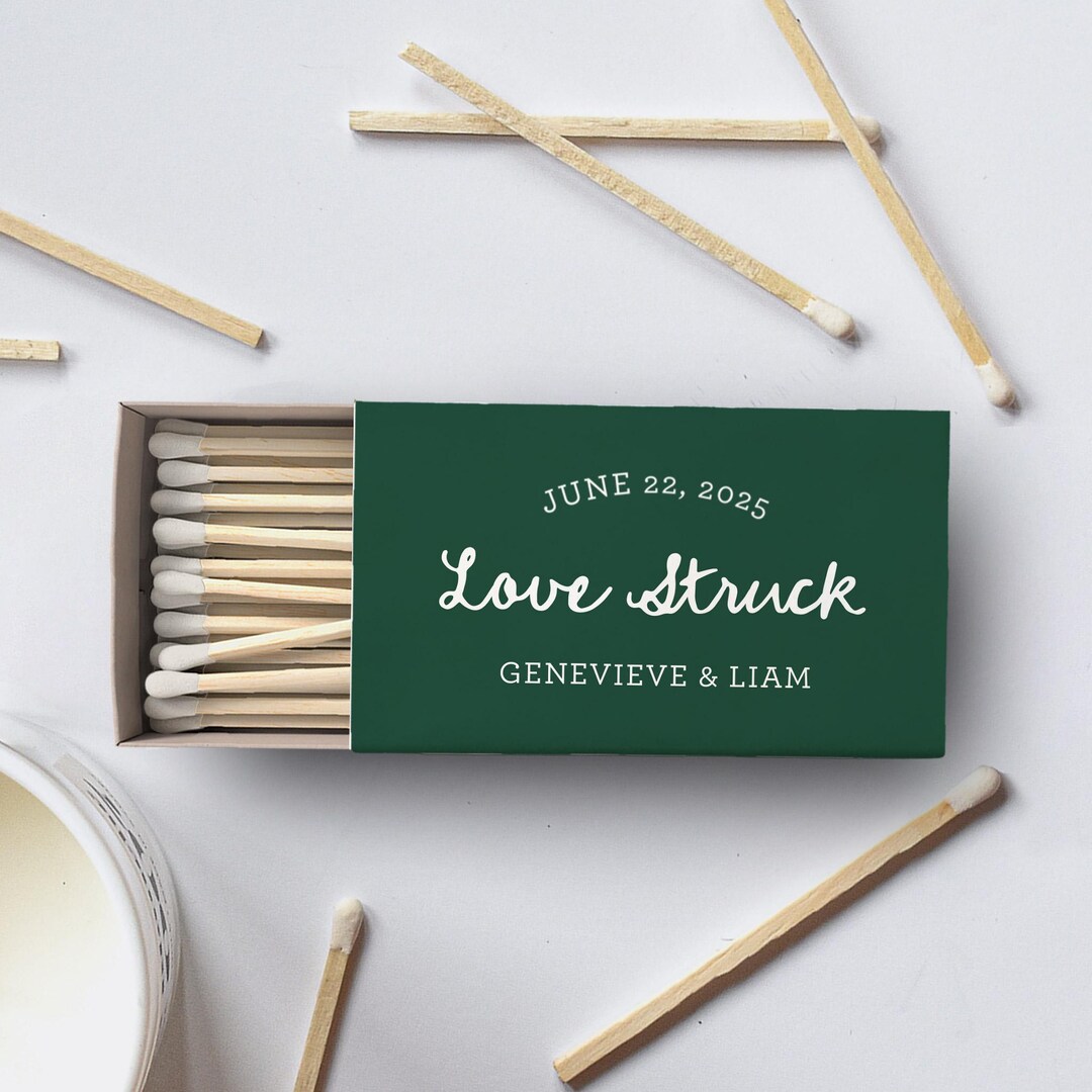 Forest Green Matchbox Template, Love Struck Matchbox Wedding Favor ...