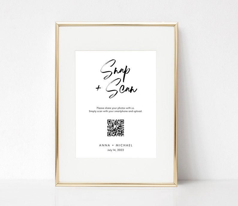Minimalist Snap and Scan With QR Code Printable Guest Photo | Etsy