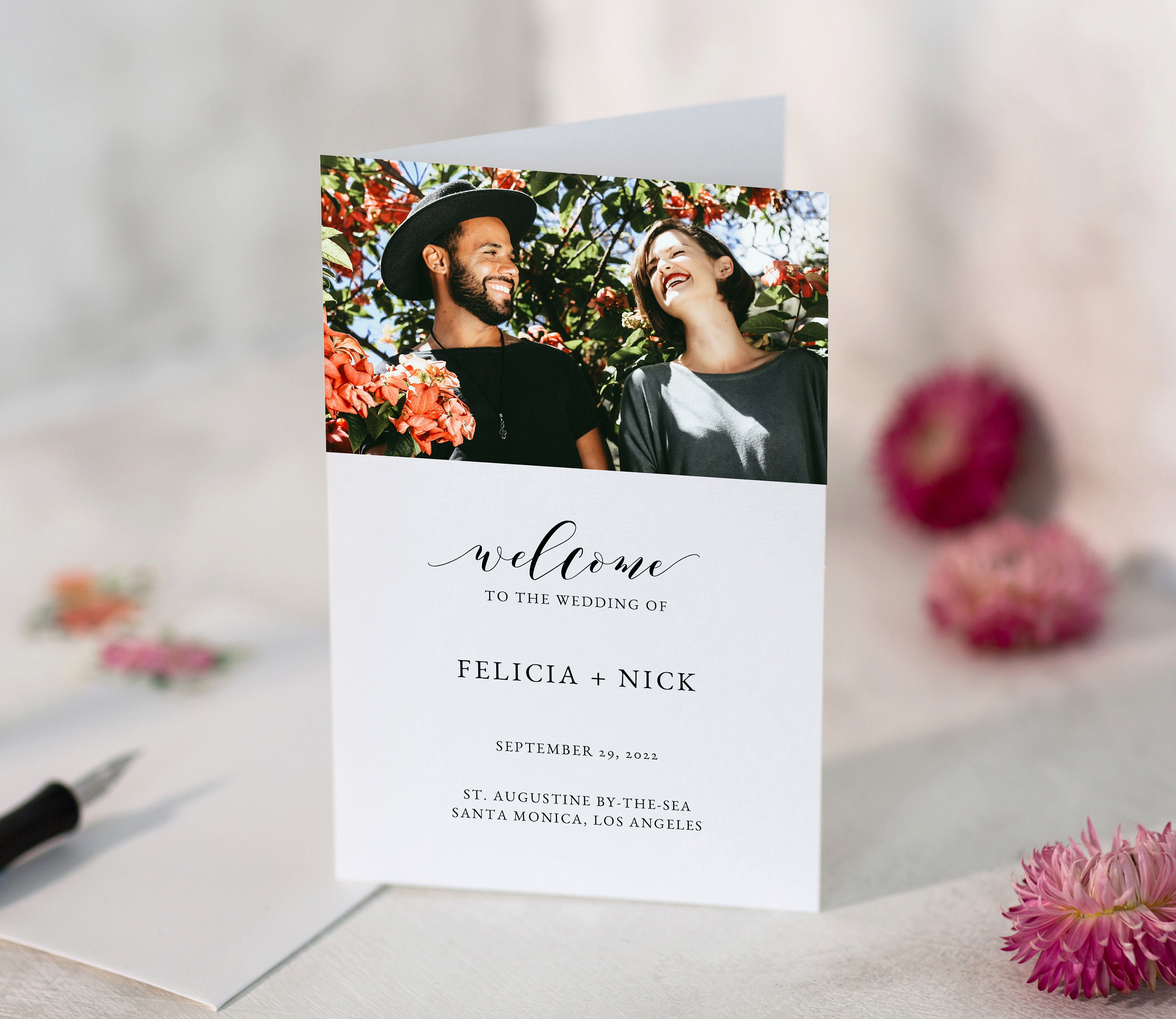 Modern Photo Foldable Wedding Program Template Minimalist - Etsy