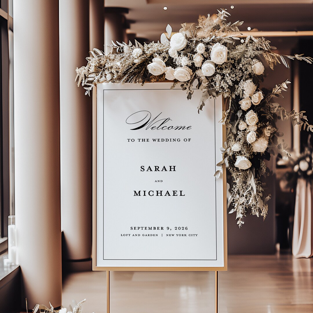 Manhatten Wedding Welcome Sign, Striking Serif, Simple & Elegant DIY ...