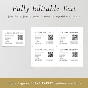 Accommodations Card With QR Code, Elegant Script Wedding Hotel ...
