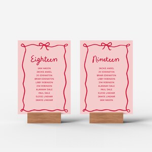 Bow Seating Card Chart, Whimsical Wedding Seating Cards, Wavy Hand ...