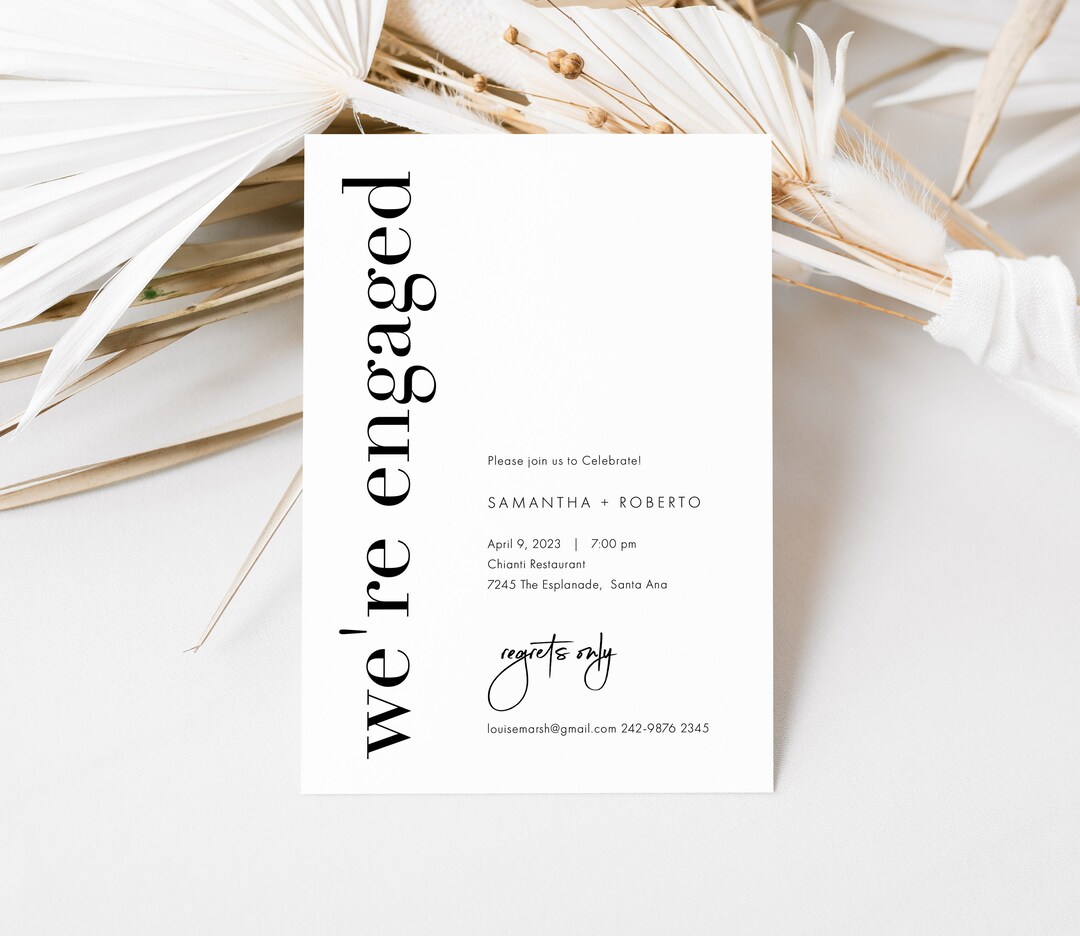 Modern Bold Engagement Invitation, Minimalist Script Engagement ...
