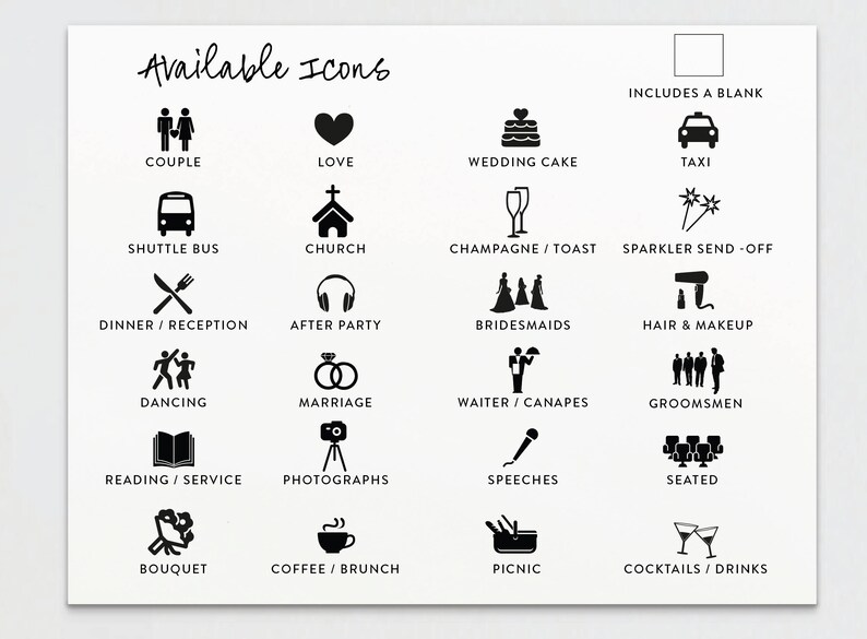 Gold Order of Events Sign-Wedding Timeline-Icons-Wedding | Etsy