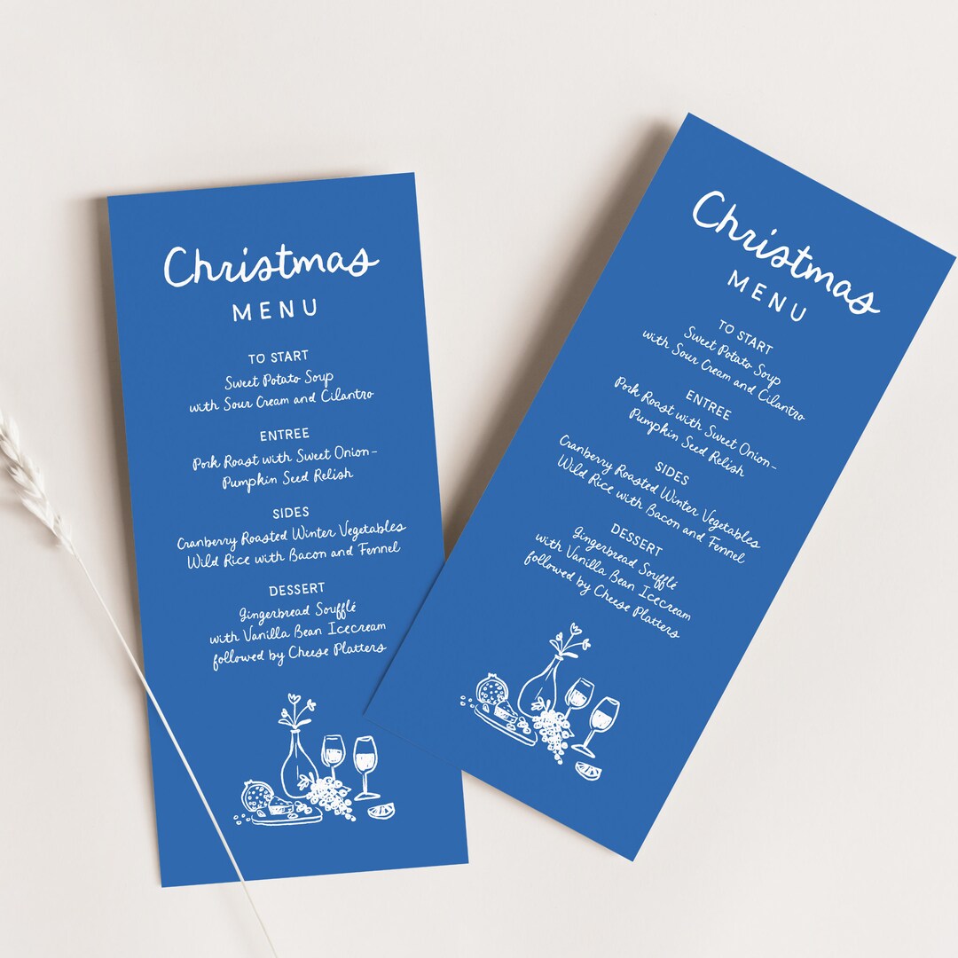 Fun Christmas Menu Template, Quirky Hand Drawn Menu, Holiday Menu for ...