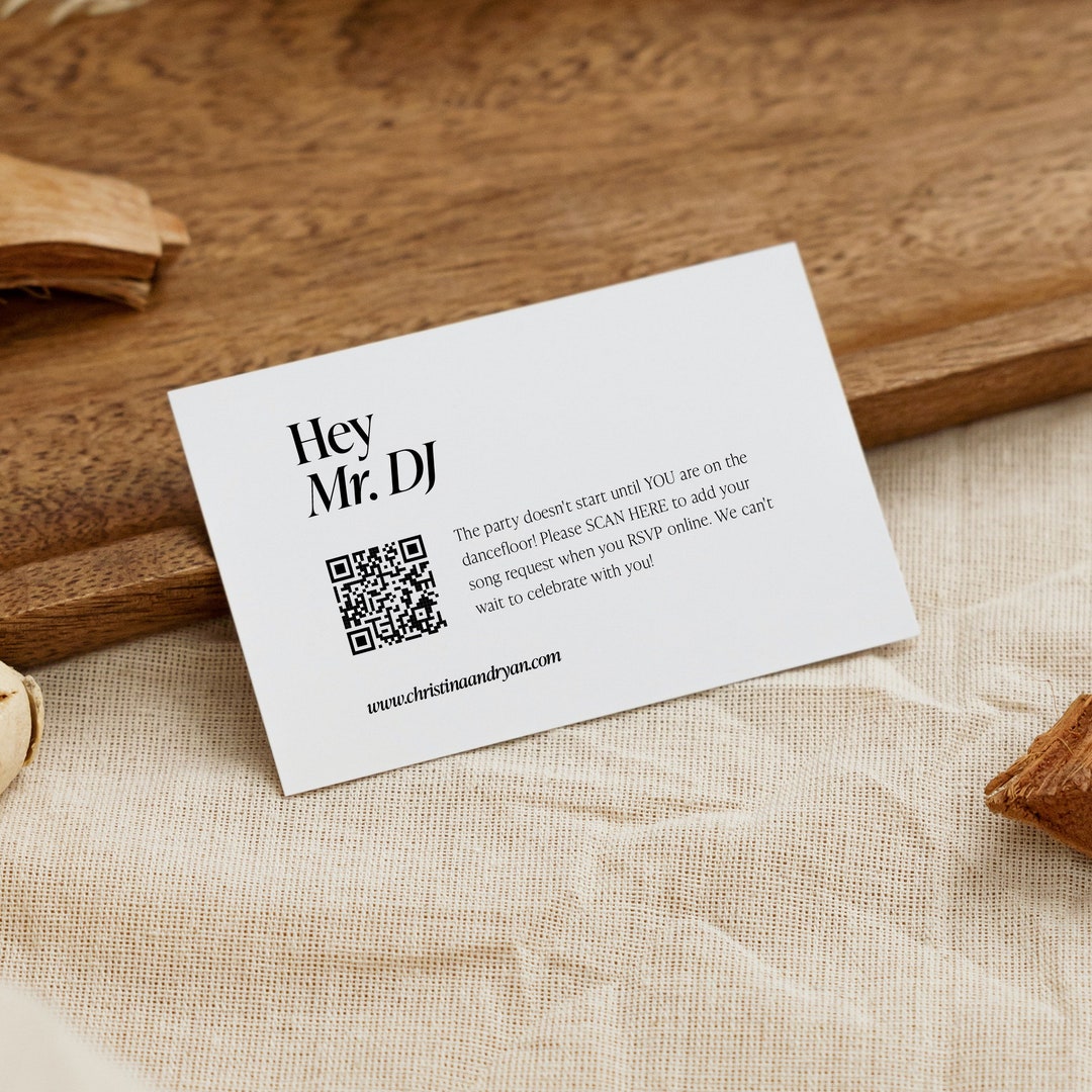 Hey Mr DJ Insert Card With QR Code Ultra Minimalist QR Song - Etsy
