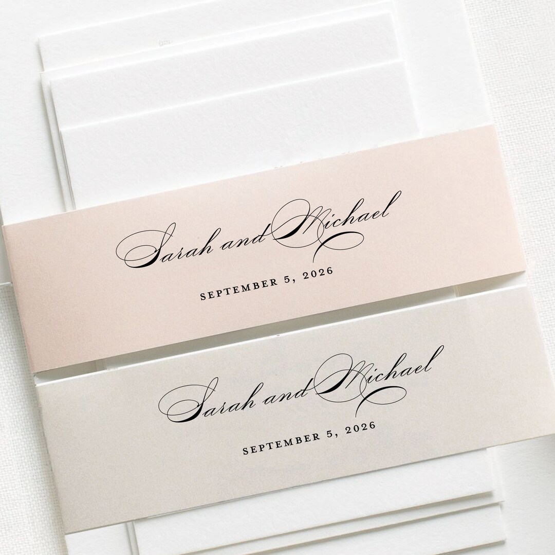 Belly Band for Invitations, Invitation Wrap, Wedding Band, Printable ...