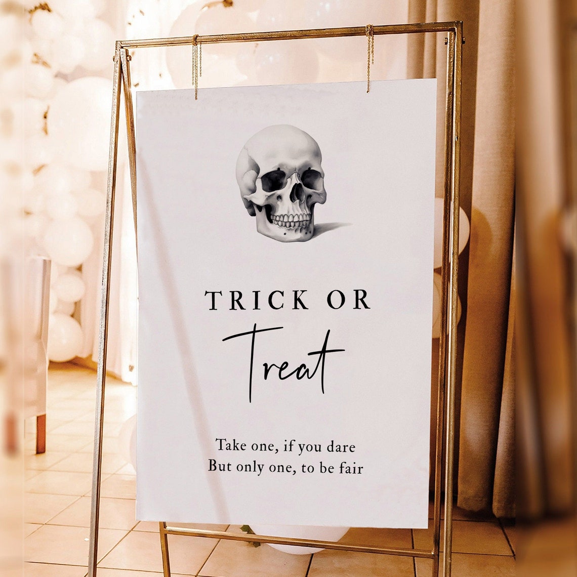 Trick or Treat Station Sign, Halloween Scary Skull Party Sign ...