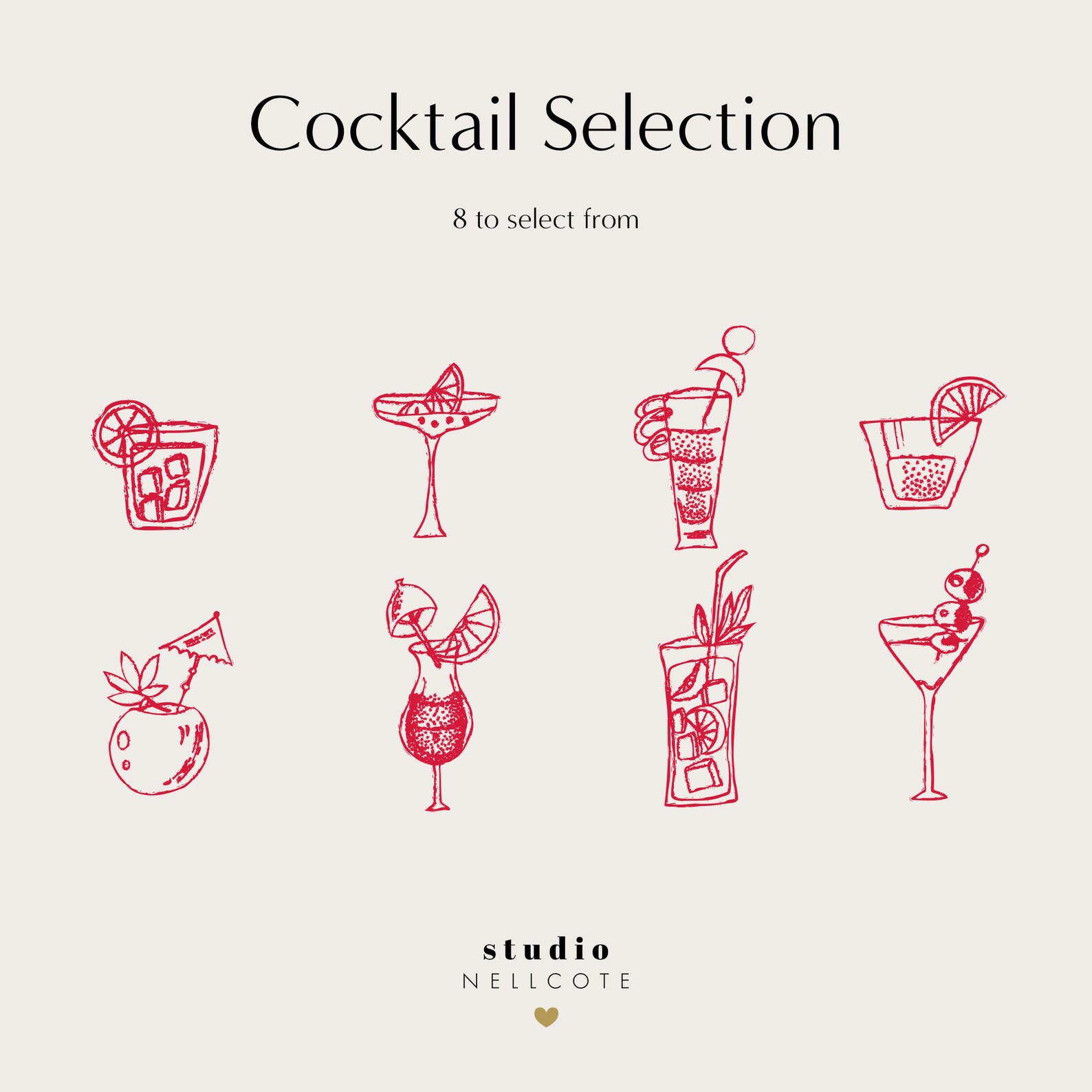 Hand Drawn Signature Cocktails Sign, Whimsical Wavy Bow Signature ...