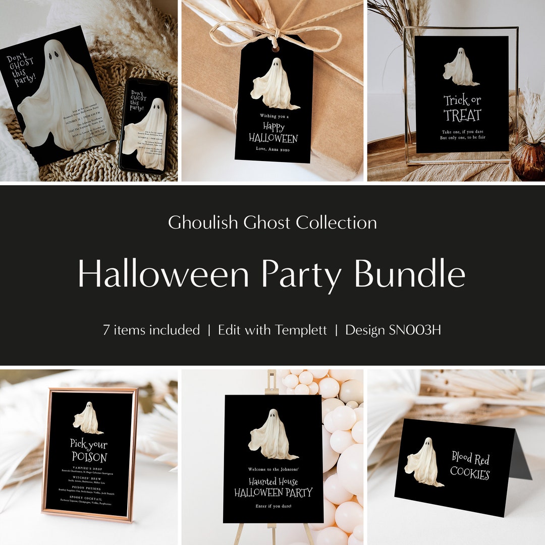 Halloween Party Bundle, Spooky Watercolor Ghoulish Ghost Set ...