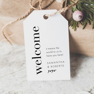 Welcome Bag Gift Tag Template, Printable Modern Bold Gift Tag With Line ...