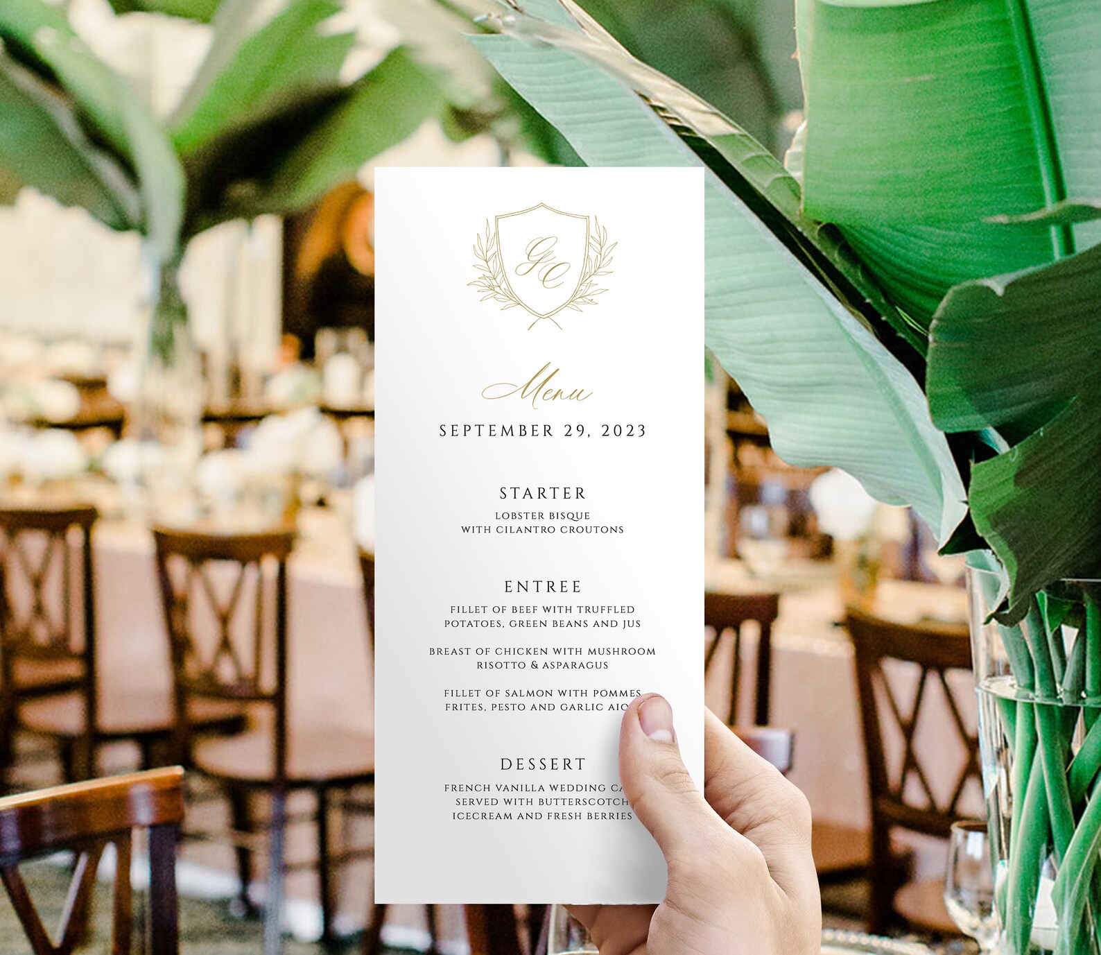 Romantic Gold Monogram Menu Template, Calligraphy Wedding Menu, Formal ...